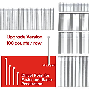SHALL 18 Gauge Brad Nails, 2”, 1-1/4”, 1”, 5/8 Inch, 4000-Count Galvanized Brad Nails Assorted, 18GA Nail Gun Nails and Small Finishing Nails Assortment for Pneumatic, Electric Brad Nailer Gun