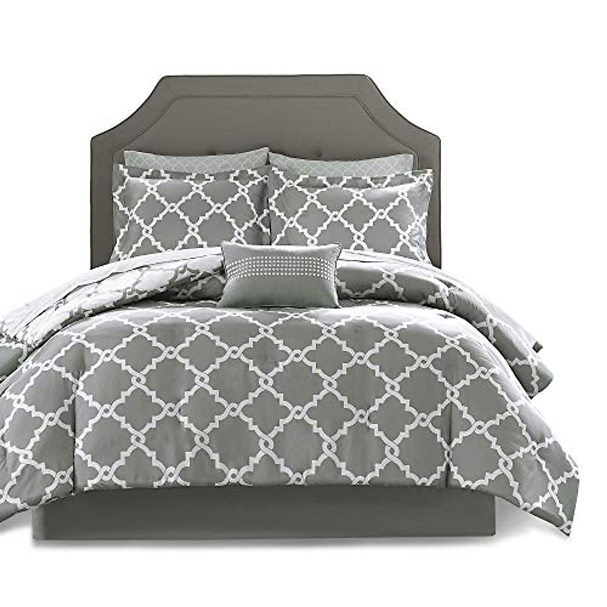Madison Park Essentials MPE10-086 Merritt Complete Bed and Sheet Set, Queen (90 in x 90 in), Grey