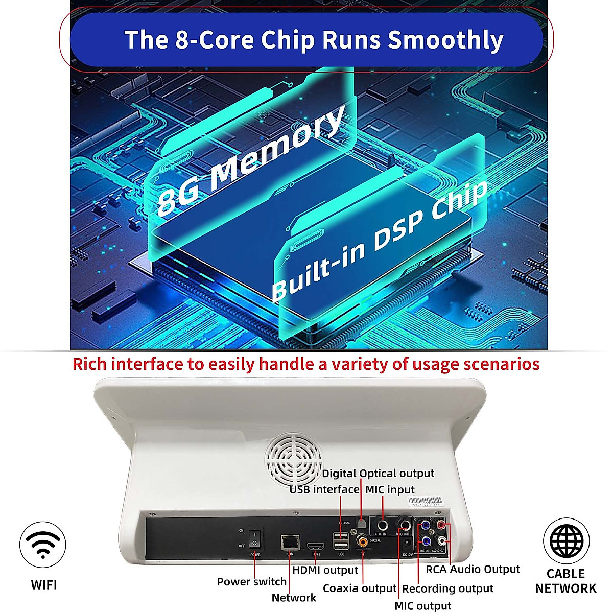 2023 New Inandon Karaoke Machine,15.6 Inch Touch Screen Phone App Control Free Cloud Download Songs All in One Karaoke System with Mic, KTV Singing Chinese Karaoke Player for Home Party,10T,White