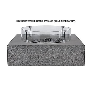 Pyromania Monument Outdoor Concrete Fire Pit Table, 41 x 41 Inches - Natural Gas Model in Charcoal Gray Color