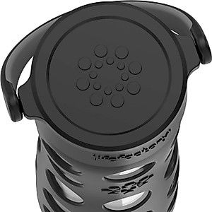 Lifefactory 16-Ounce BPA-Free Glass Water Bottle with Classic Cap and Protective Silicone Sleeve, Onyx