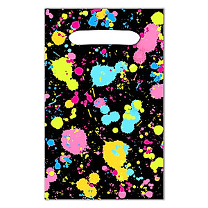 Vusnud 50Pcs Neon Let’s Glow in Dark Candy Goodie Treat Plastic Bags for Birthday Party Decorations