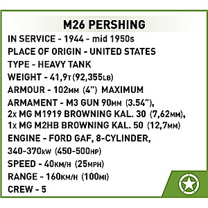 COBI Historical Collection World War II M26 Pershing (T26E3) Tank