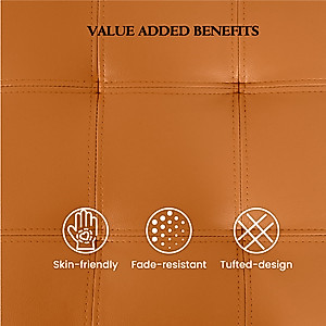 Celine 31" Large Tufted Storage Ottoman with Removable Lid and Storage, Upholstered Square Ottoman Cube Bench / Footrest / Coffee Table, Perfect for Living Room, Bedroom, Entryway, Dorm Room - Caramel