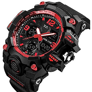 LYMFHCH Men's Analog Sports Watch, LED Military Digital Watch Electronic Stopwatch Large Dual Dial Time Outdoor Army Wrist Watch Tactical