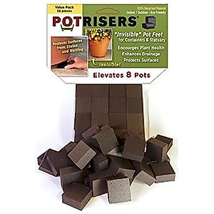 Potrisers (Standard Size -32 Pack) - Invisible Pot Feet to Elevate up to 8 Flower Plant Planters or Statues | Perfect for Patios, Decks, Gardens, and Greenhouses - Made in the USA