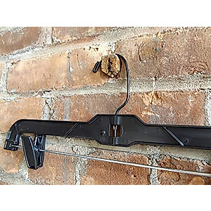 NAHANCO 2600PCBH Plastic Skirt/Pant Hanger with Black Metal Hook and Plastic Pinch Clips, Heavy Weight, 14", Black (Pack of 100)
