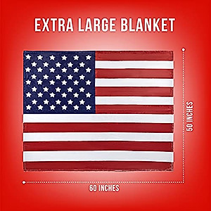 American Flag Throw Blanket, Extra-Large USA Flag Blanket for Patriotic, Men Women and Children, Fleece US Flag Throw Blanket (50in x 60in) July 4th Picnics, Warm and Cozy for Bed Traveling or Couch