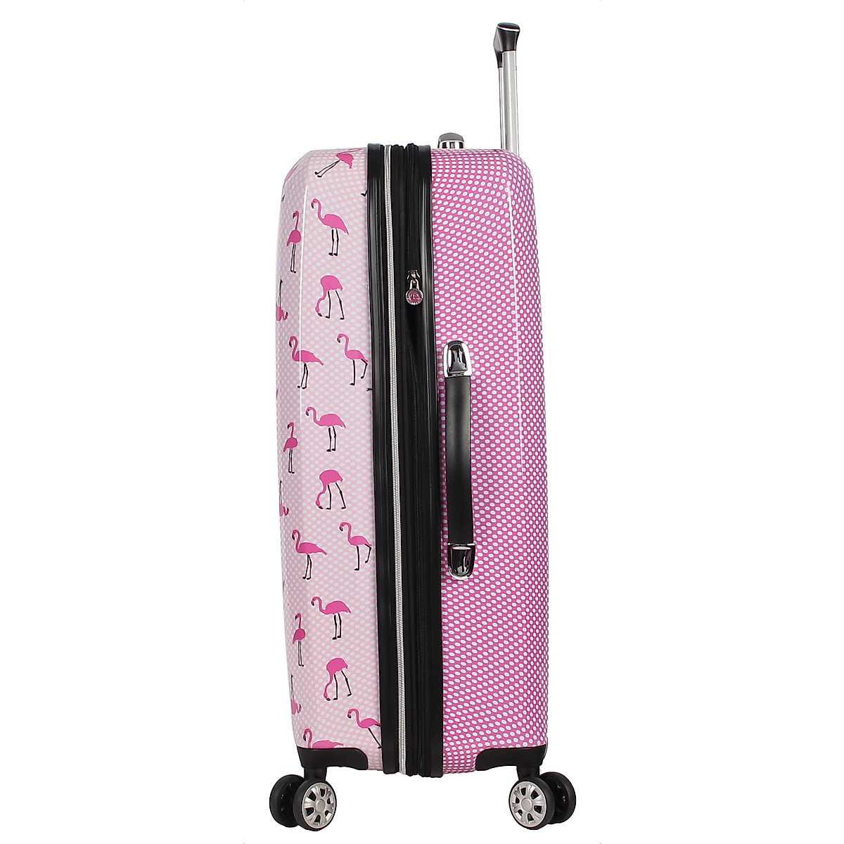 Betsey Johnson 26 Inch Checked Luggage Collection - Expandable Scratch Resistant (ABS + PC) Hardside Suitcase - Designer Lightweight Bag with 8-Rolling Spinner Wheels (Flamingo Strut)