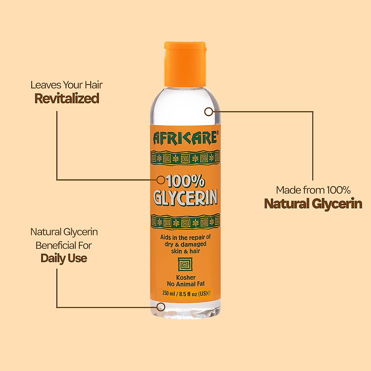 Africare 100% Glycerin 8.5 oz - All Natural Glycerin for Extra Hydration for Hair and Body