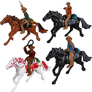 Farm Animals Toys for Kids 3-5, 4Pcs Farm World Western Riding Horse Toys, Plastic Action Figure for Home Office Table Decor, for Kids