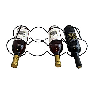 Dependable Stackable Table Top Wine Rack Holds 4 Wine Bottles Black