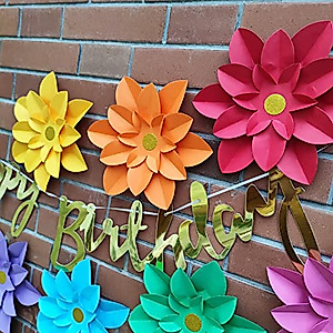 Mybbshower Rainbow Paper Fiesta Flower for Wall 10" Set of 7 Carnival Rainbow Theme Party Birthday Celebration Backdrop Decoration