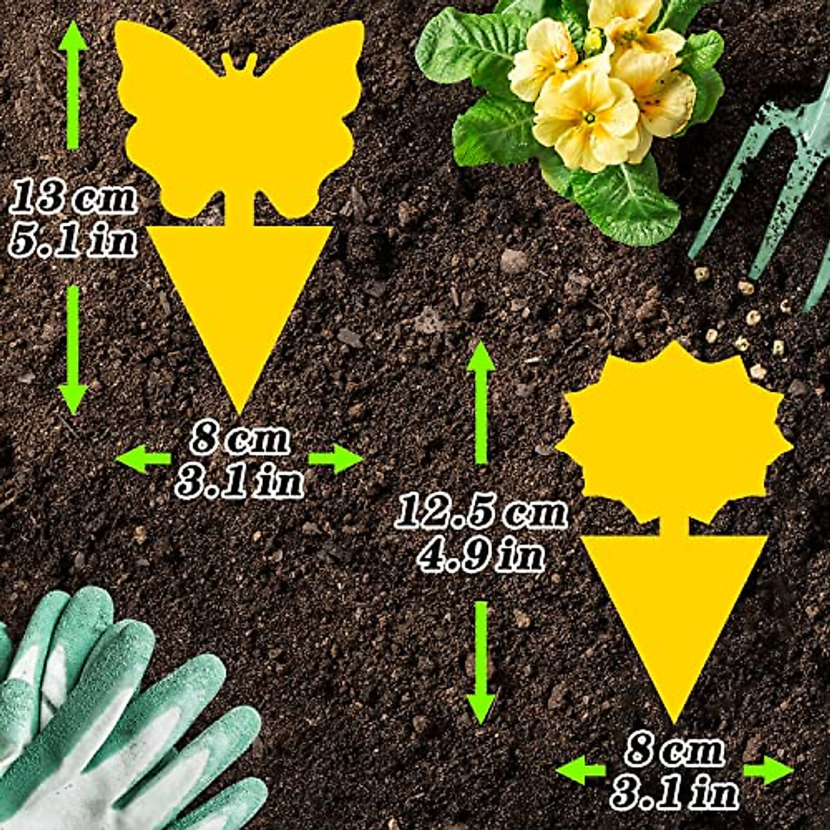 Landisun Fruit Fly Sticky Traps 48PCS Fungus Gnat Traps Bug Traps Gnat Killer for Indoor Outdoor House Kitchen Plants Whitefly Mosquitos Flying Insects JPM0149 Yellow