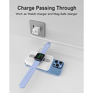 ZEROLEMON Magnetic Portable Charger, MagJuice+ 10000mAh Wireless Battery Pack with Stand, Compatible with MagSafe, 20W Power Bank for iPhone 15 Pro Max/12/13/14 Series, Apple Watch, AirPods - White