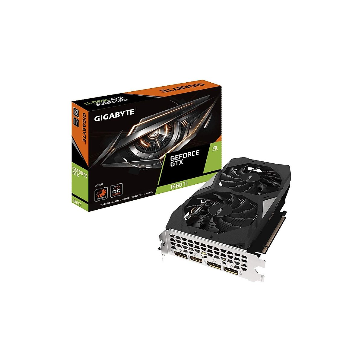 GIGABYTE GeForce GTX 1660 Ti OC 6G 192-bit GDDR6 DisplayPort 1.4 HDMI 2.0B with Windforce 2X Cooling System Graphic Cards- Gv-N166TOC-6GD