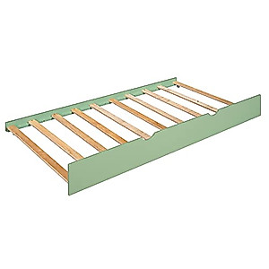 CABSETT House Bunk Beds with Convertible Slide for Kids, Wood Twin Over Twin Bunk Beds Frame with Trundle and Roof for Girls Boys, White+Green