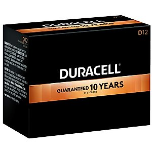 Duracell - CopperTop D Alkaline Batteries with recloseable package - long lasting, all-purpose D battery for household and business - Pack of 12