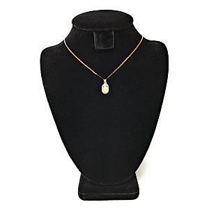 Ioka 14K Tri Color Gold Diamond Cut Our Lady of Guadalupe Stamp Charm Pendant with 1.5mm Valentino Chain Necklace - 18"