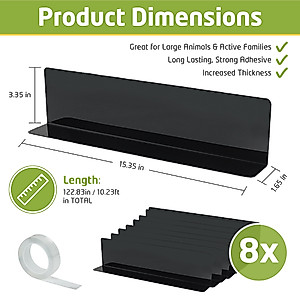 Extra Strength Under Couch Blocker Set (8 Pieces-15.3" Each) Acrylic Couch Toy Blocker for Under Couch Guard w/ Interchangeable Height & Round Corners - Easy Install Under the Couch Blocker for Dogs