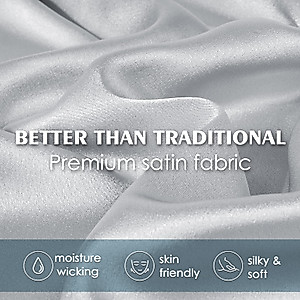 Silk Satin Body Pillow Pillowcase, Silky 20''x54'' Body Long Pillow case for Pregnant Women and Family, Hidden Zipper Closure, Silvergrey, 1 Pack