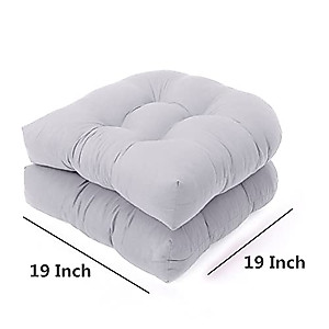 Rocking Chair Cushion 2 Pack Set 19 x 19 Inch U Shape Patio Seat Cushions Non-Slip Seat/Back Chair Cushion Soft Thickened Indoor/Outdoor Overstuffed Patio Chaise Lounger Cushion (Light Gray)