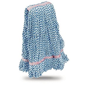 Libman Commercial 969 Medium Rayon Blend Wet Mop Head, Blend of Rayon, Polyester, and Cotton, 20 oz, Blue and White (Pack of 6)