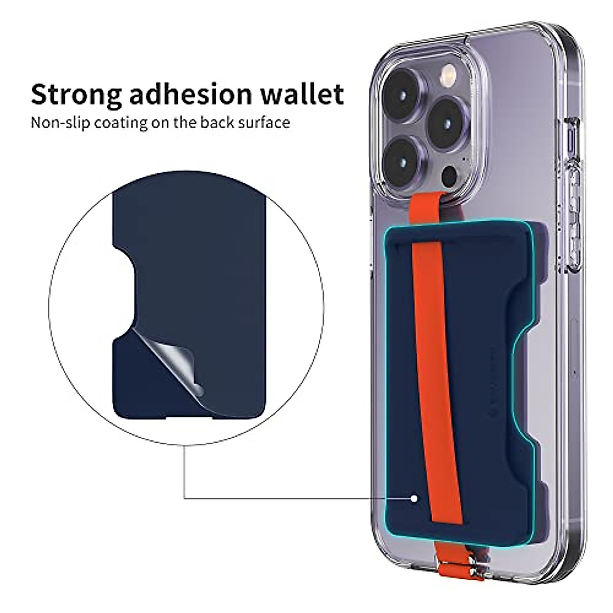 Sinjimoru Silicone Card Holder with Loop, Finger Grip Strap for iPhone, Samsung Galaxy and Android Cell Phones - ID Credit Card Wallet Sleeve for Phone Cases. Sinji Loop Wallet Black 230