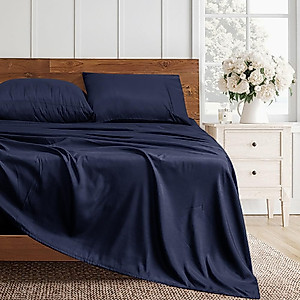 Premium Full Size Bed Sheets Set - 4 Piece Microfiber Full Size Sheets for Full Bed – Breathable Cooling Sheets with Deep Pockets - Wrinkle, Fade & Stain Resistance (Full, Navy)