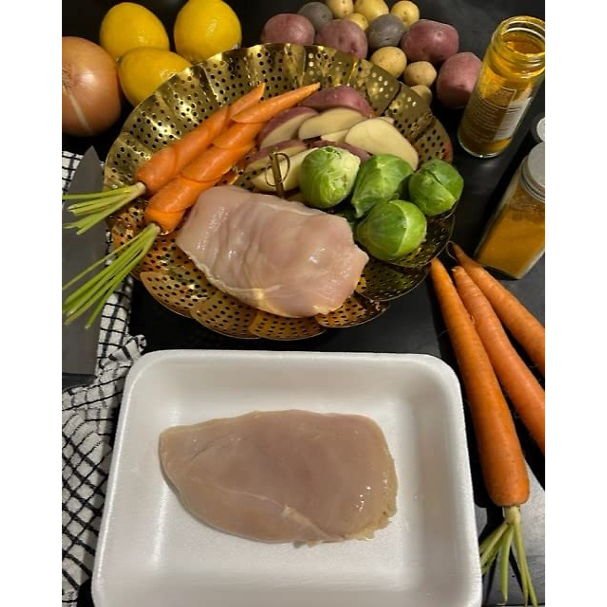 Steamer for Cooking Healthy Meals - Large Size 10 inch Foldable Vegetable Steamer. Steamer Basket. Stylish Golden Stainless Steel food steamer, great for steaming veggies, seafood, & more