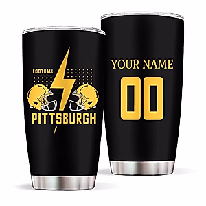 Nmdswov Pittsburgh 20oz Tumbler Stainless Steel Vacuum Insulated Mug with Lid, Double Wall Travel Mug, Durable Powder Coated Coffee Cup, Suitable for Ice Drinks and Hot Beverage