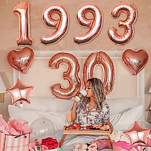 30th Birthday Decorations for Women, Rose Gold Birthday Party Decor, Large 30th balloons, Made in 1993 Balloon Banner Set, Happy Birthday Theme Party Supplies for Women Girl (30th)