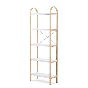 HomeStock Sophisticated Simplicity Freestanding Shelf 5 Tier White/Natural