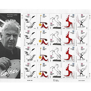 USPS Alexander Calder Full Sheet, Cent Postage Stamps, USA 1997, Scott 3198-3202