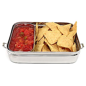 Lifestyle Block Stainless Steel Lunchbox - 7 Inch Rectangle with Nesting Mini Container - BPA Free