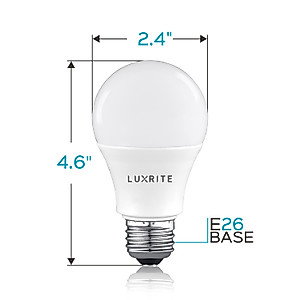 LUXRITE A19 LED Light Bulb 100W Equivalent, 5000K Bright White Non-Dimmable, 1600 Lumens, Standard LED Bulb 15W, E26 Medium Base, UL Listed, Perfect for Table Lamps and Home Lighting (6 Pack)