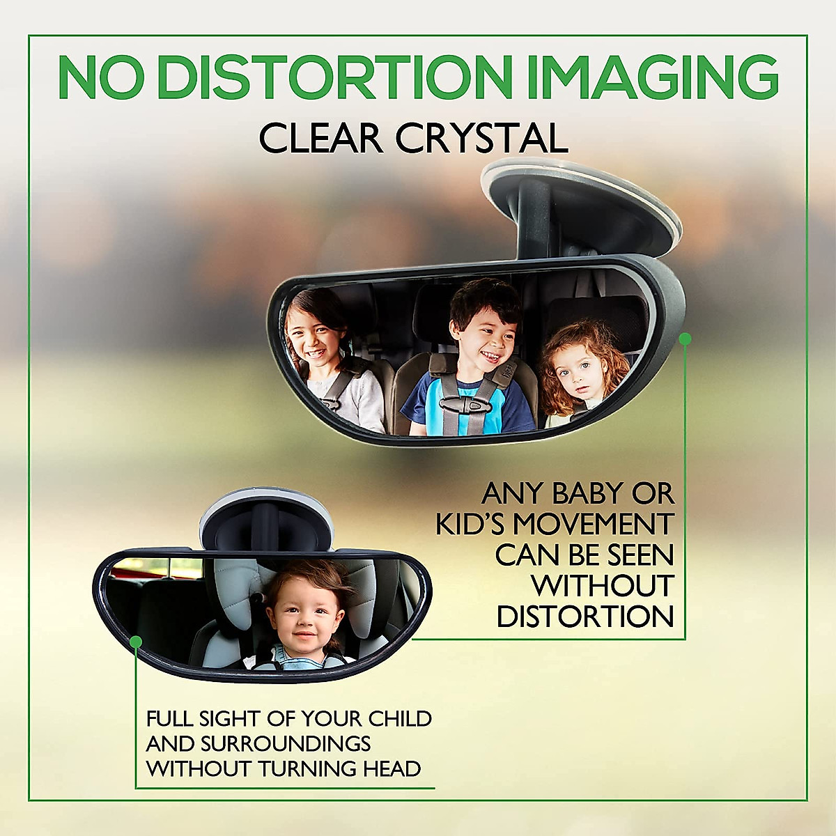 Lebogner Baby Car Mirror, Windshield Front Facing Seat Full Wide Angle View Infant Mirror, Rearview Car Seat Mirror That Attaches With A Adjustable Suction Cup, Child Safety Hanging Accessories