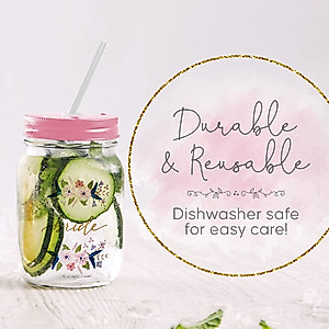 Samantha Margaret - Bride Plastic Mason Jar Tumbler for Bachelorette Parties, Weddings, Bridesmaid Gifts, Reusable Cup with Lid and Straw, 16oz - 1 Tumbler