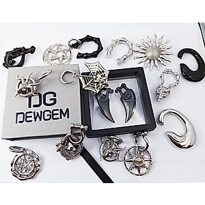 DEWGEM Dangle Ear Gauges Hangers for Ear Tunnels Ear Weights Replace Tapers and Spirals Ear Stretching Kits Dangle Gauges Ear Plugs for Women Size 6G(Silver & Teardrop)