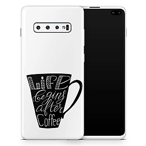 DesignSkinz Life Begins After Coffee Protective Vinyl Decal Wrap Skin Cover Compatible with The Samsung Galaxy S20 (Screen Trim & Back Glass Skin)