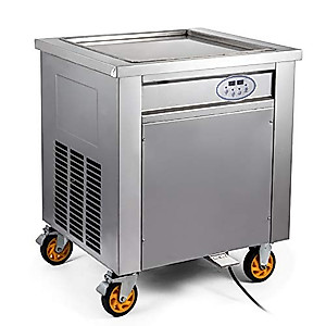 Happybuy Ice Cream Machine Maker 1800W Ice Cream Machine Commercial Flat Plate Electric Ice Cream Machine 19.7'' Squre Pan Ice Cream Roller Maker (Squre Pan)