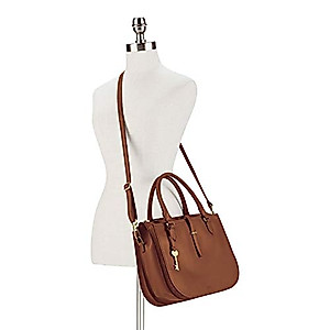 Fossil Women's Ryder Leather Satchel Handbag, Brown with Women's Liza Leather Zip Around Clutch Wallet, Brown