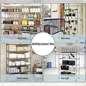 Heavy Duty Metal Shelves Adjustable 6 Tier Wire Shelving Unit with Wheels Anti-Rust Sturdy Wire Shelf 77"x48"x18" Space Saving Steel Wire Rack for Commercial Kitchen Storage Chrome Garage Shelving