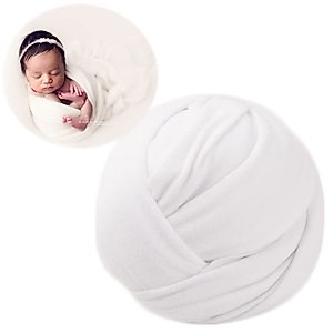 Zeroest Newborn Photography Outfits Props Stretch Wraps Newborn Photography Wrap for Baby Boys Girls Newborn Photoshoot Posing Wrap Blanket (White)