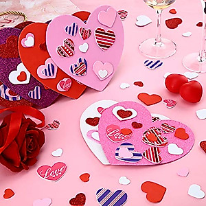 Zonon Total 402 Pieces Valentines Heart Doilies and Self-Adhesive Heart Foam Stickers Valentines Foam Heart Craft Set for Valentine's Day Wedding DIY Craft Supplies Ornaments