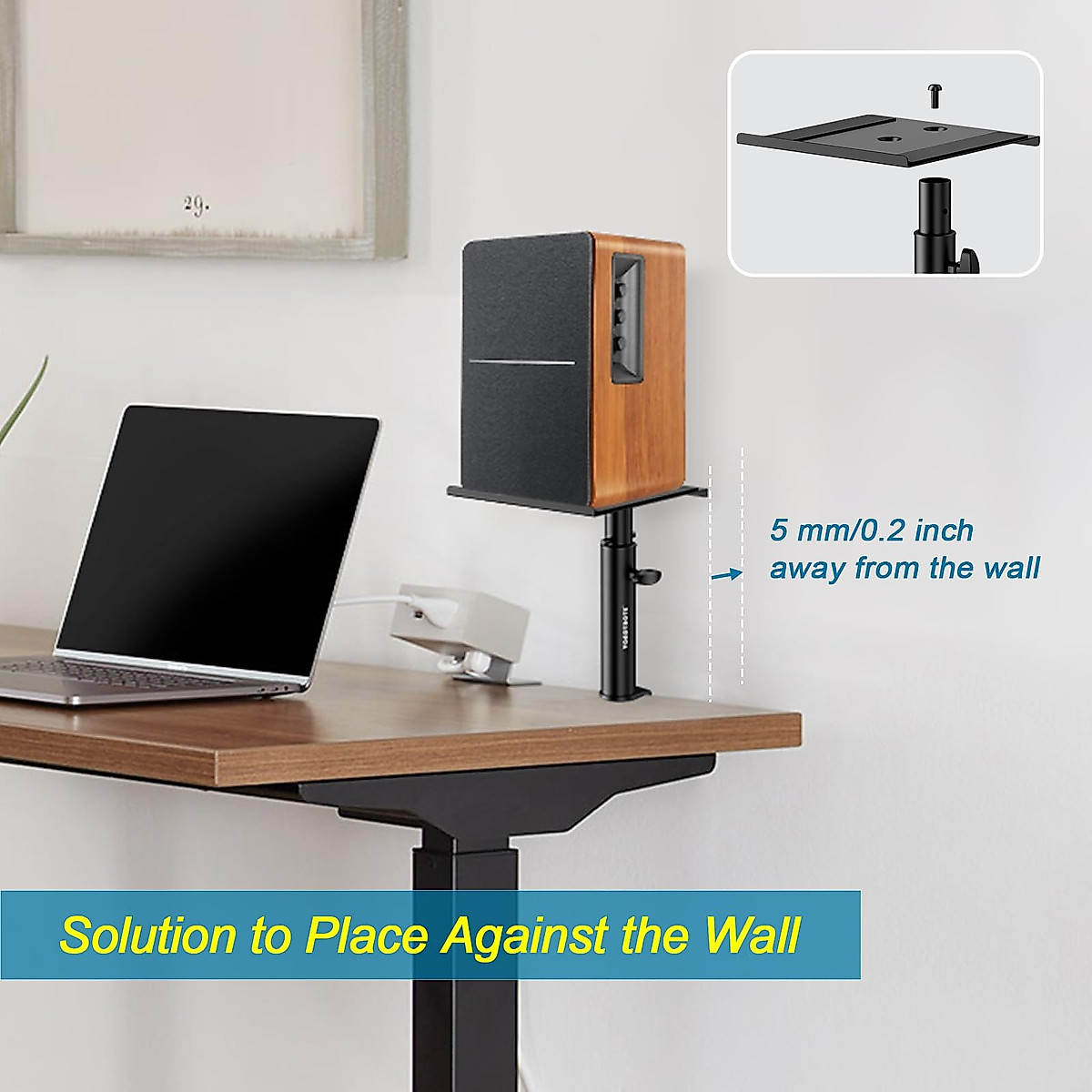 Vondynote Set of 2 Studio Monitor Stands Desktop Speaker Stands Height Adjustable 12" to 18" Speaker Stands with Desk Clamp