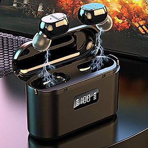 Heave True Wireless Earbuds,Touch Control Mini Bluetooth 5.1 Earphones Mini Portable Stereo Headsets in‑Ear Hands-Free with Charging Bo(IPX7 Waterproof) for Sports/Driving/Travel Yellow