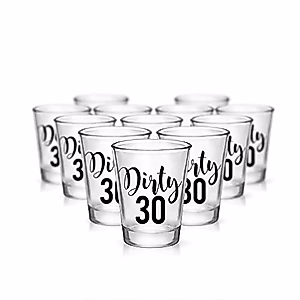 Dirty 30 Shot Glasses 30th Birthday Party Favors, Dirty Thirty Birthday Decorations for Her and Him, Reusable Drinking Cup, Set of 12 Party Favor Dirty 30 Birthday Gifts for Men or Women, 1.75 oz