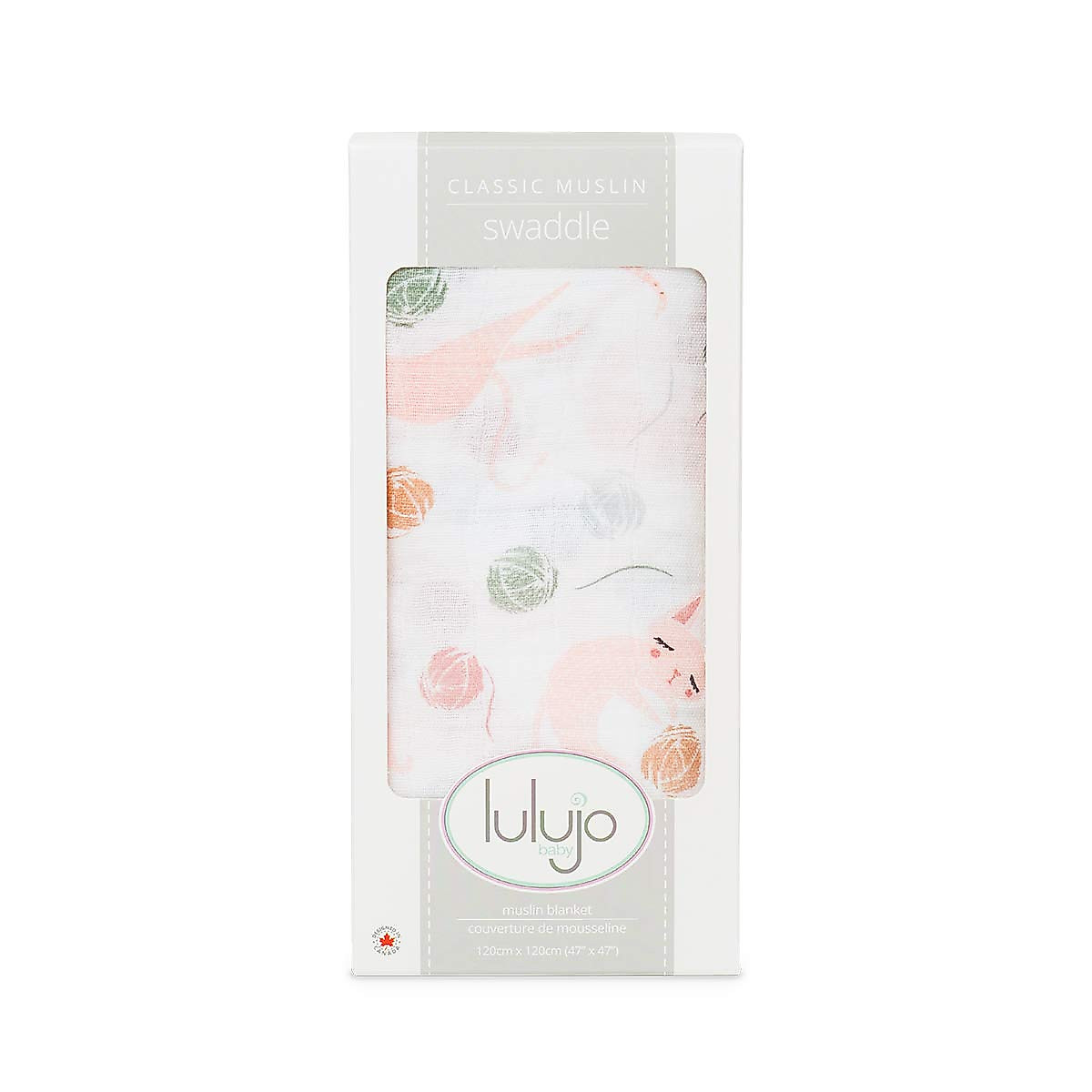 lulujo Baby Swaddle Blanket| Unisex Softest 100% Cotton Muslin Swaddle Blanket| Neutral Receiving Blanket for Girls & Boys | 47in x 47in Kitty