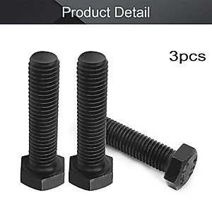 MroMax 3Pcs M12 x 50mm Left Hand Hex Bolt, Carbon Steel Grade 12.9, Black Oxide Finish, Full Thread, Hexagon Head Bolts for Furniture Repair